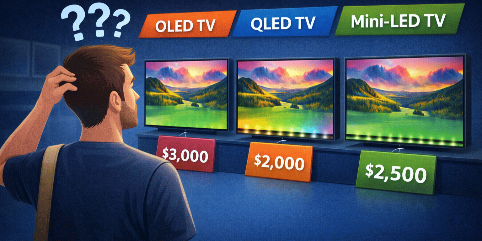 OLED vs QLED vs Mini-LED vs 4K vs 8K TVs – Complete 2026 Guide